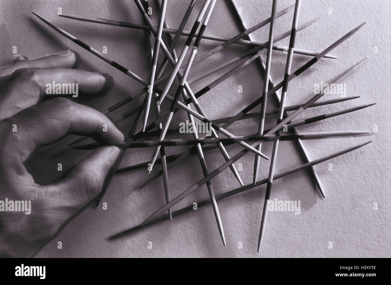 Pick-up-sticks, hand, rod, take out, detail, b/w, game, play, skill ...