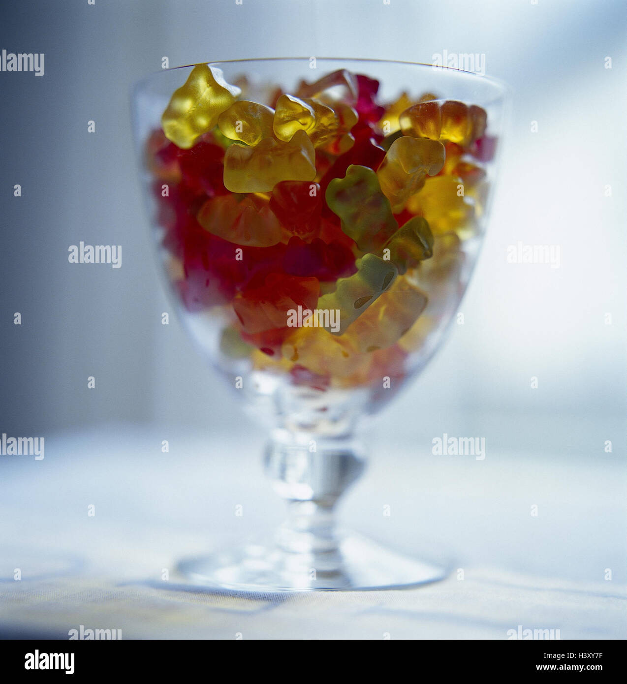 Glass, little elastic bear sweets, elastic bears, candy, fruit rubber ...