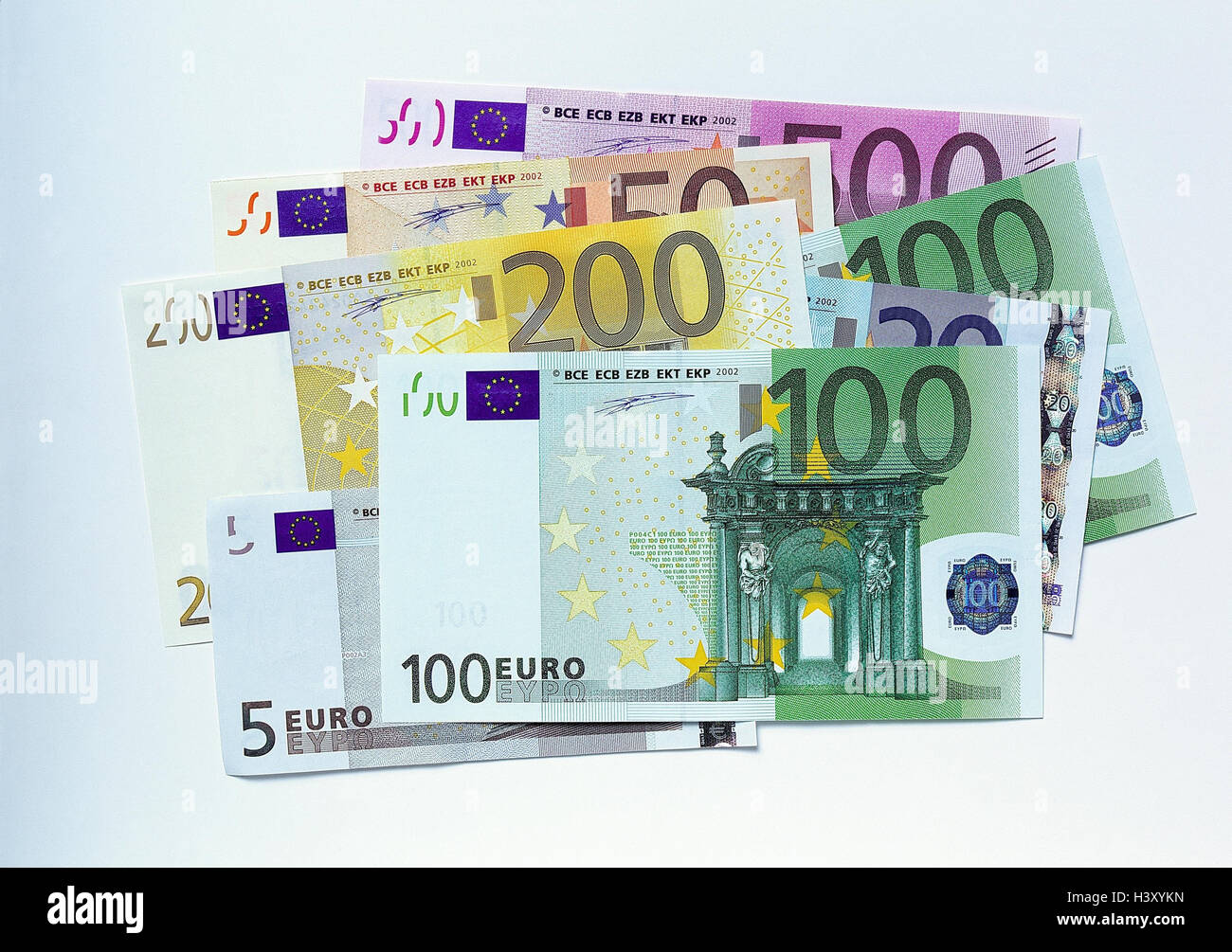 Euro, bank notes, differently, Still life, product photography, studio ...