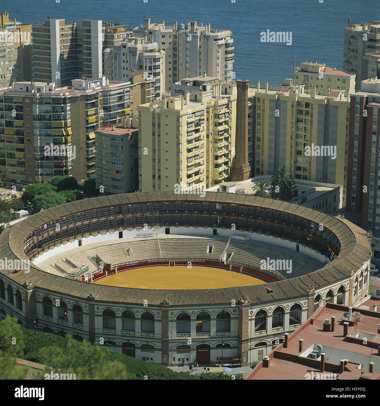 Spain, Andalusia, Malaga, plaza de Toros, overview, Costa del Sol ...