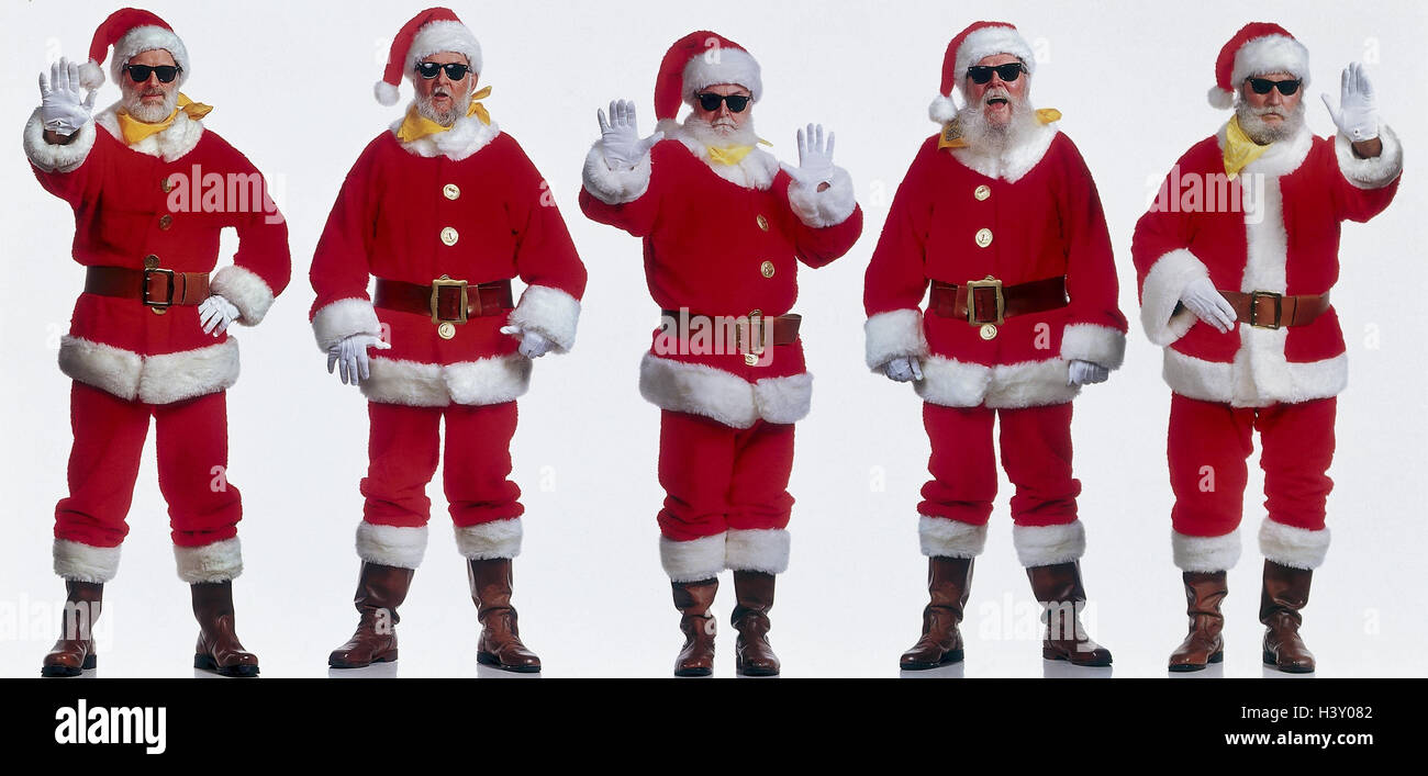 Santas, sunglasses, gesture, stop, stop, defence studio, cut out ...
