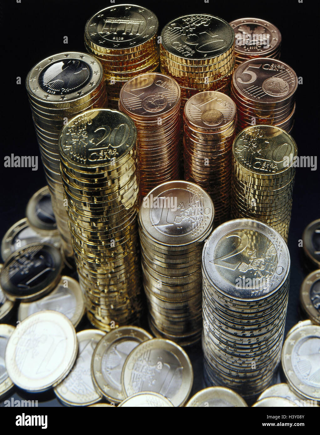 Coins, euro, stacked, Still life, product photography, euro coins ...