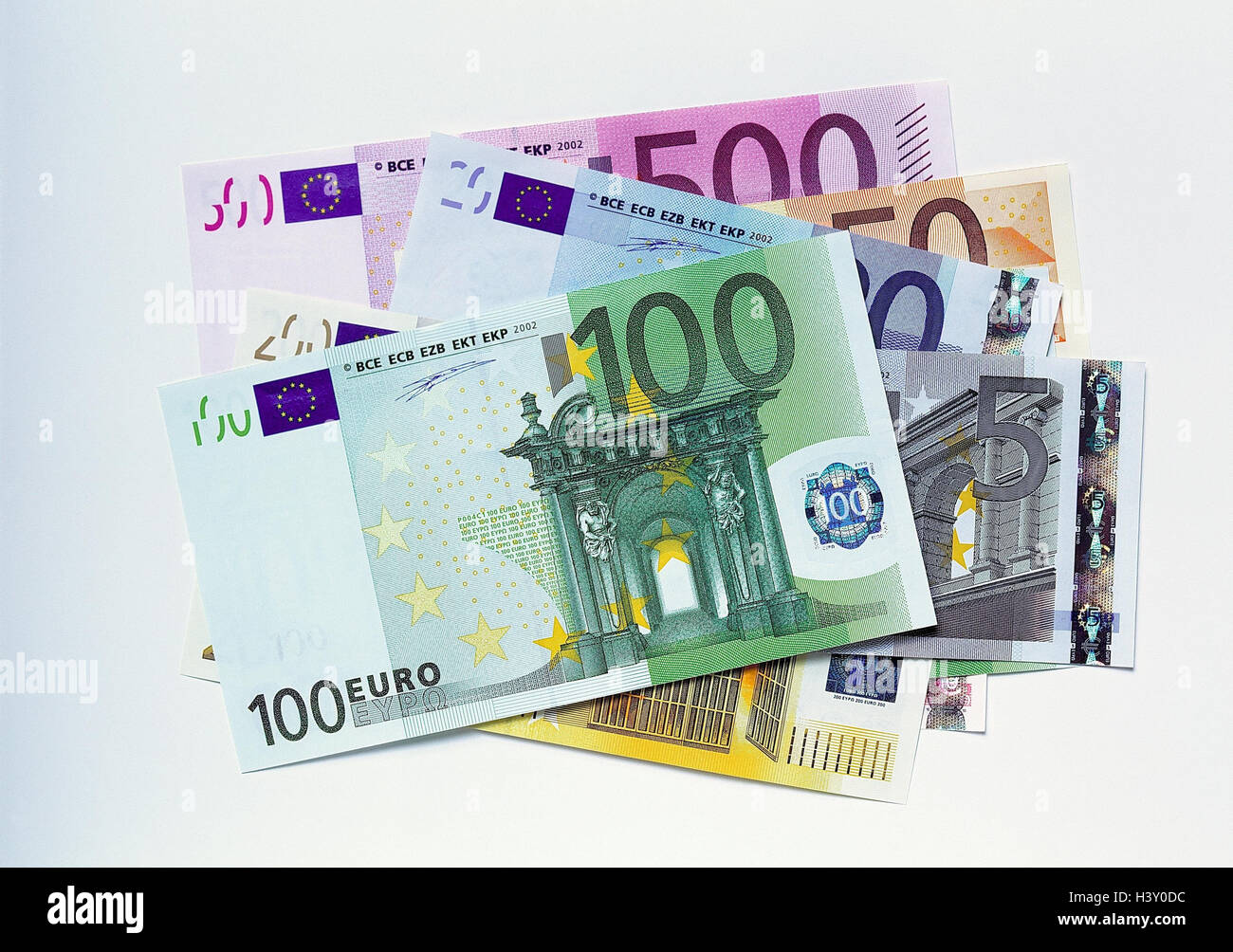 Euro, bank notes, differently, Still life, product photography, studio ...