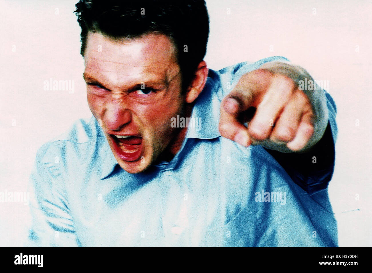 Man, facial play, fury, gesture, portrait, studio, cut out, rage ...