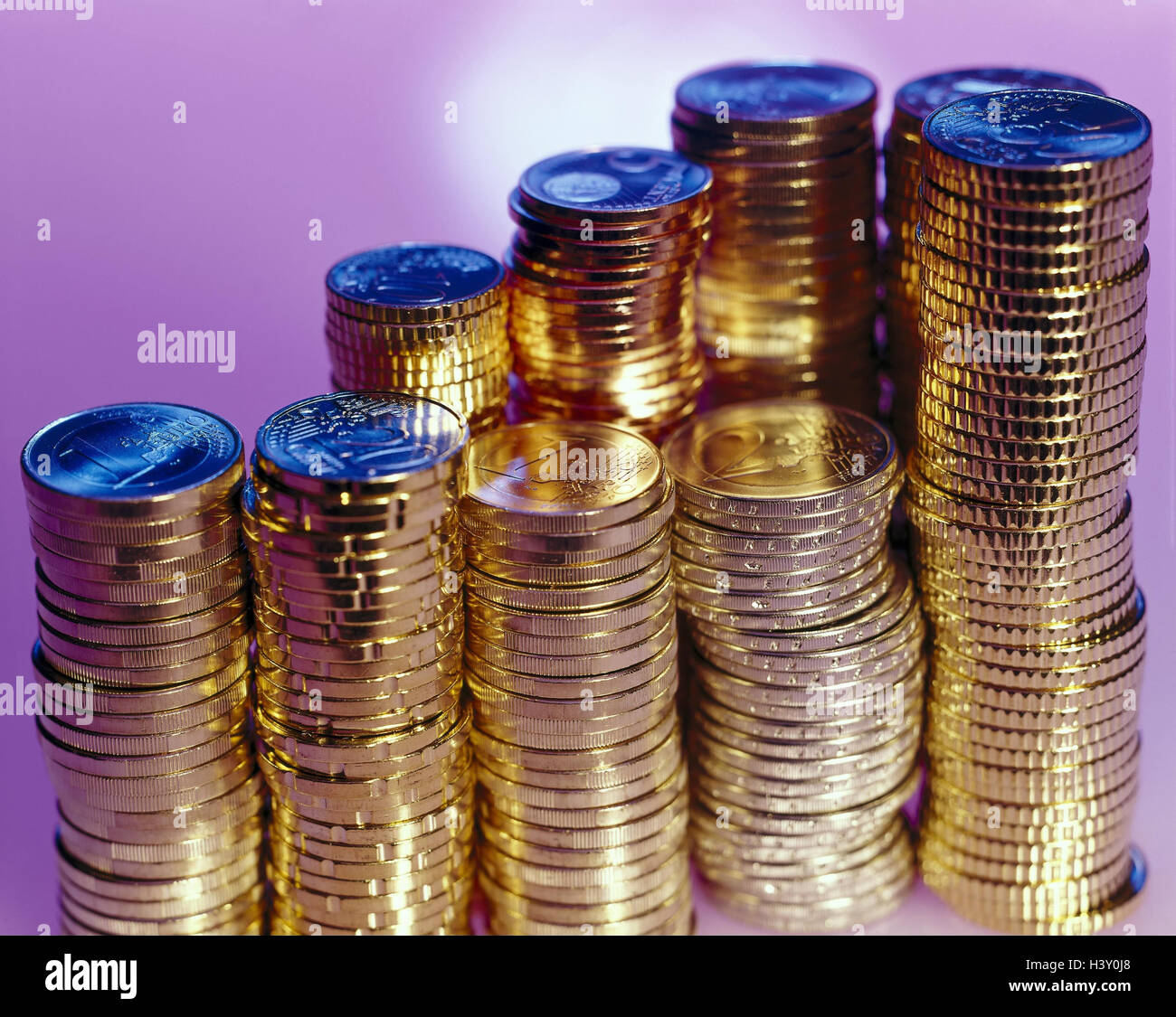 Coins, euro, stacked, Still life, product photography, euro coins ...