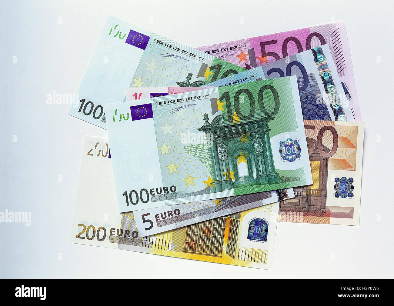 Euro, bank notes, differently, Still life, product photography, studio ...