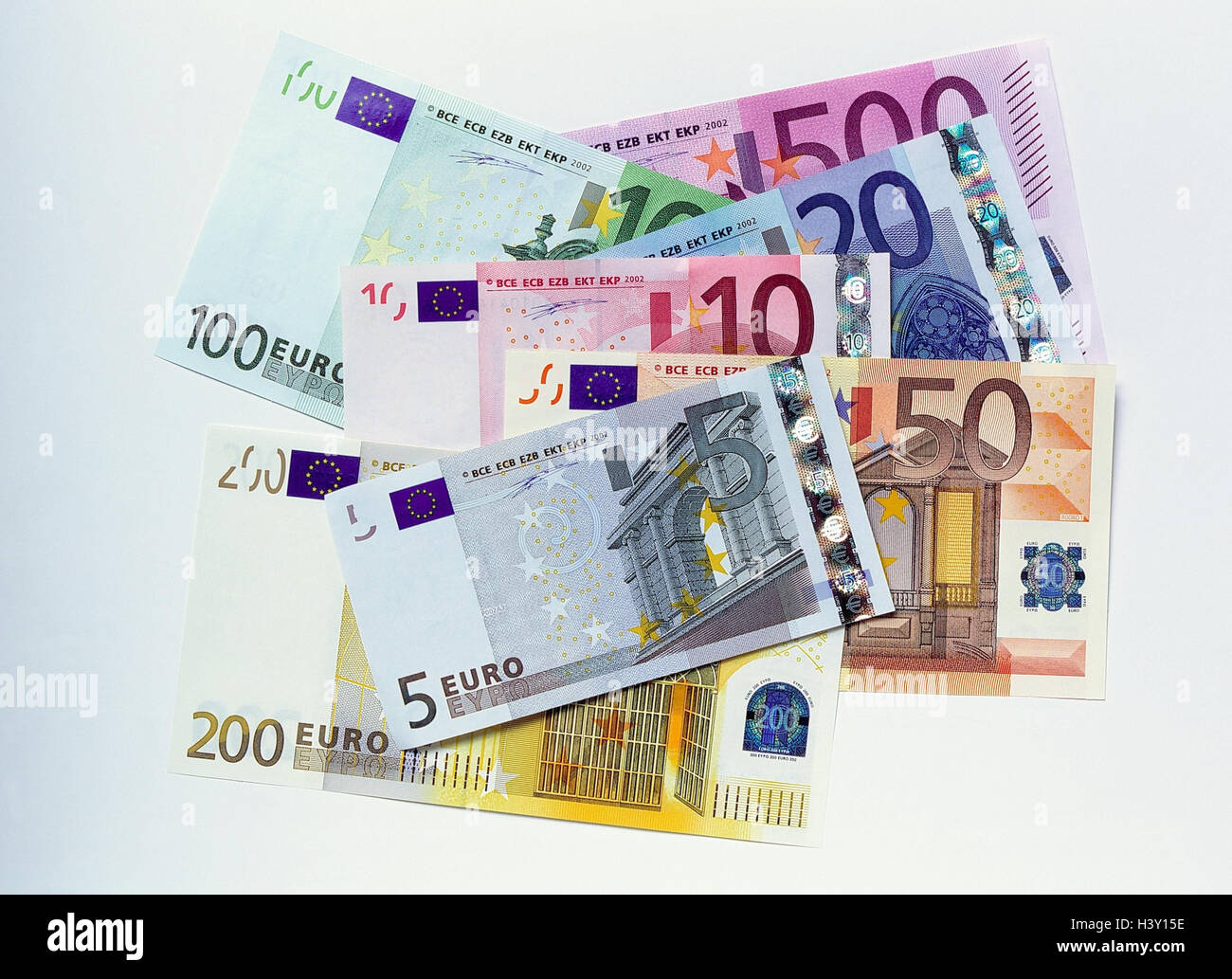 Euro, bank notes, differently, Still life, product photography, studio ...