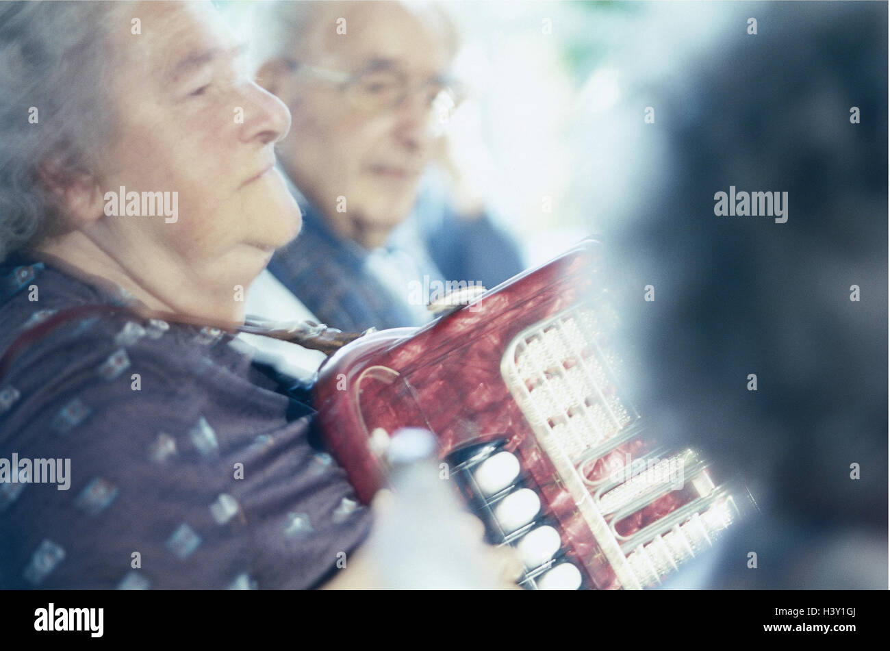 Senior citizen's club, senior, concertina, detail, model released, old ...