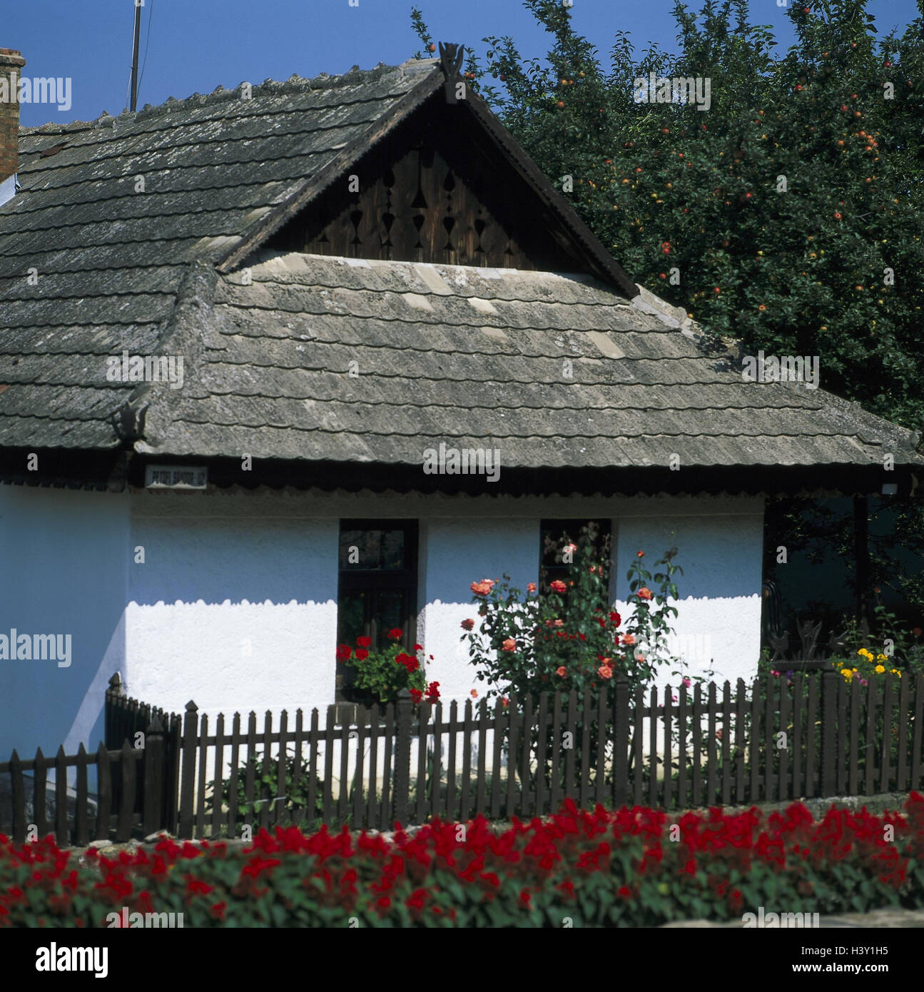 Hungary, Holloko, residential house, detail, garden, flowers, Hollokö ...