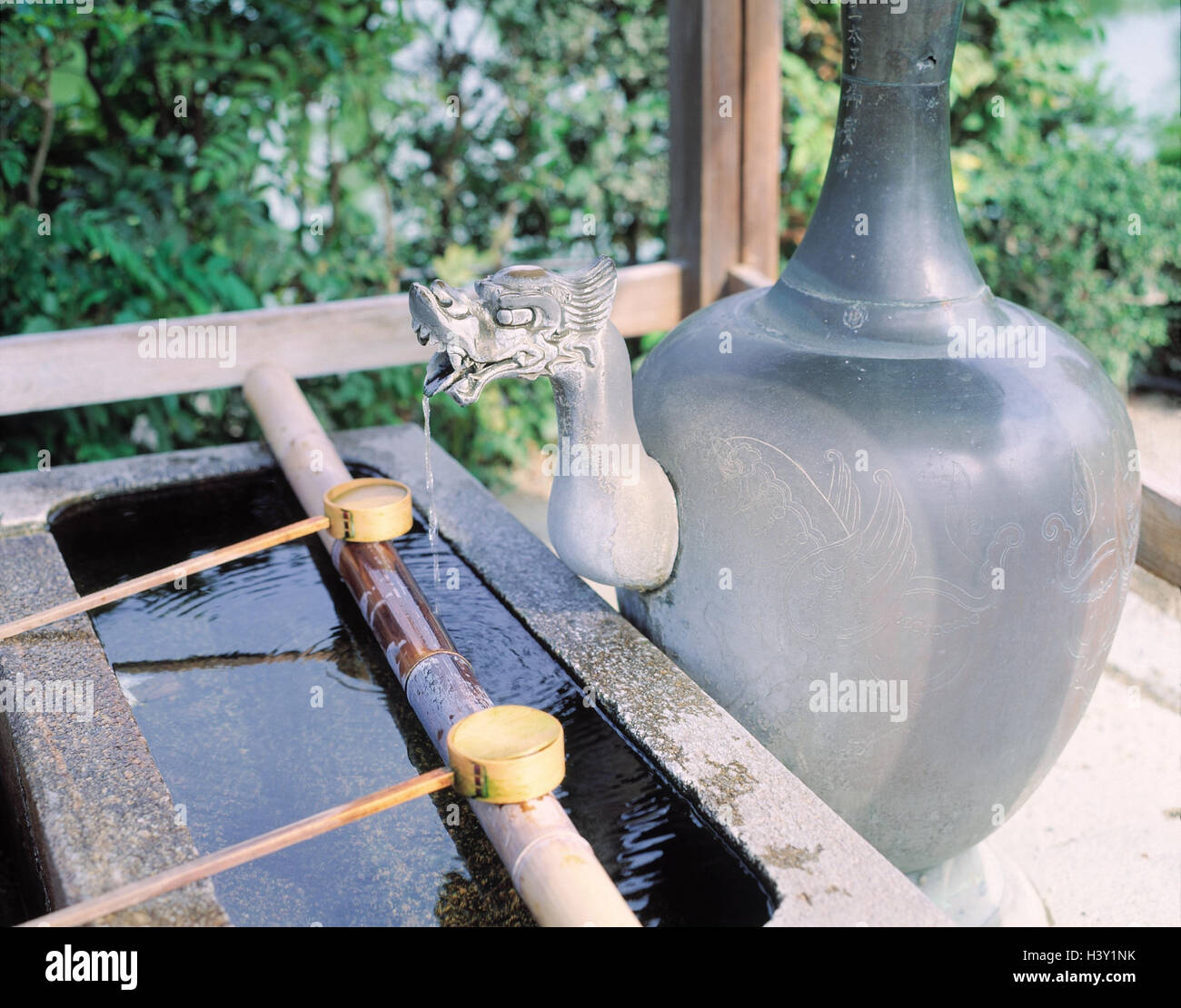 Japan, Nara, Horyuji temple, detail, well, scorpion fish, UNESCO-world ...