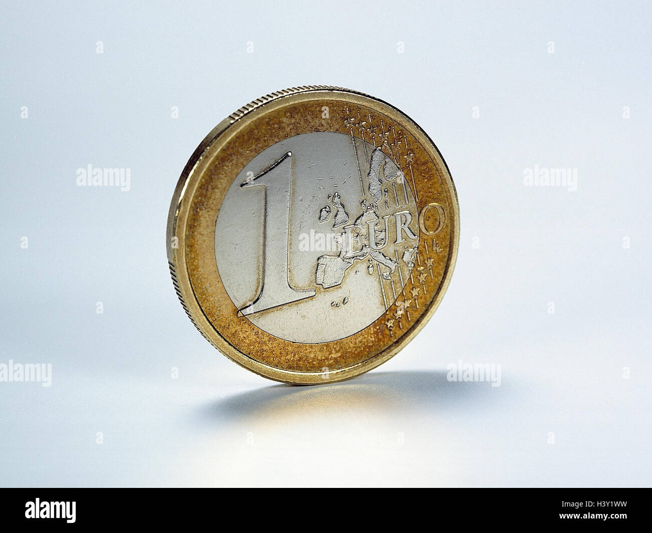 Money, euro, 1 euro, Still life, product photography, cut out, studio ...