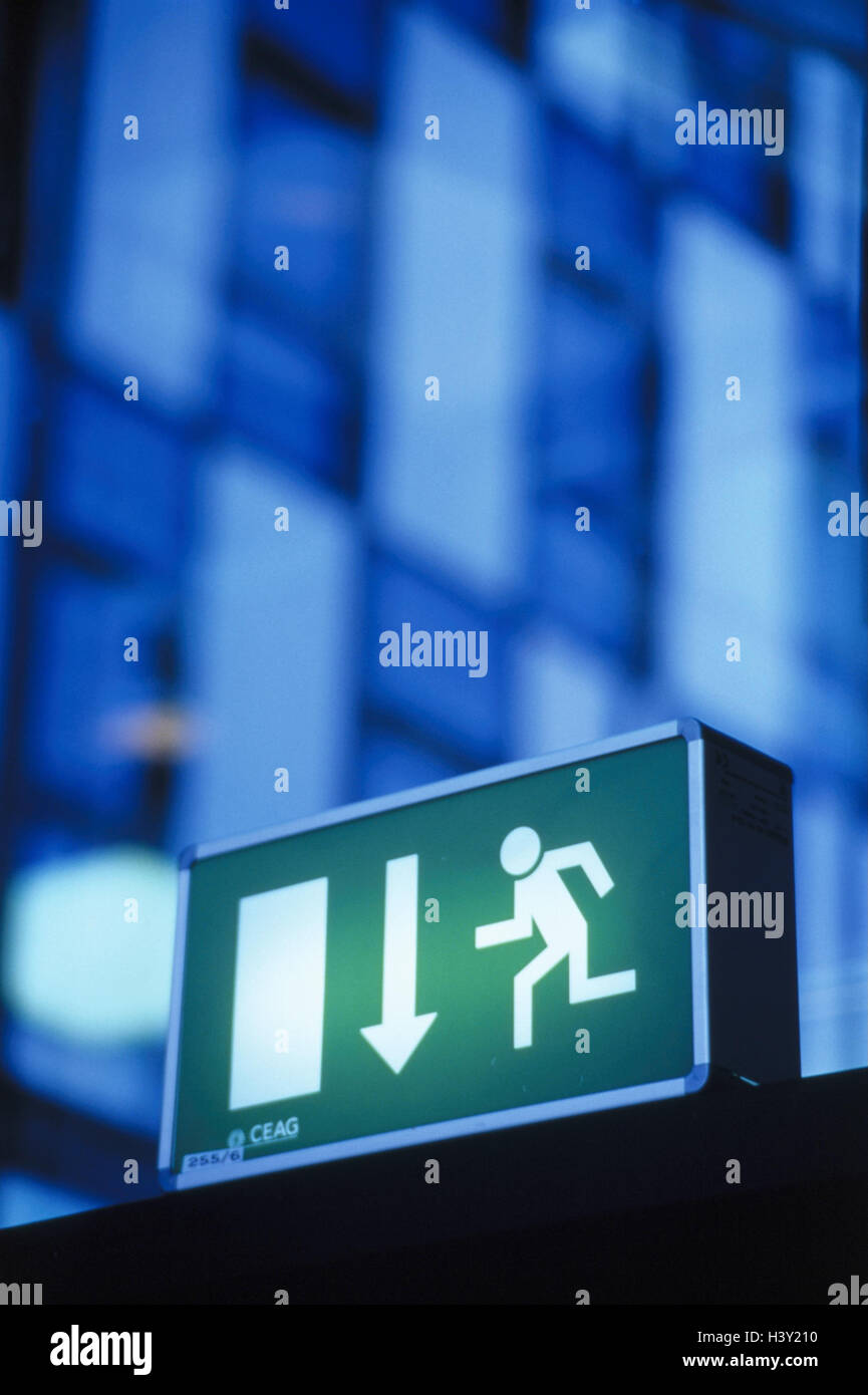 Building, detail, tip, emergency exit, night, business premises, escape ...