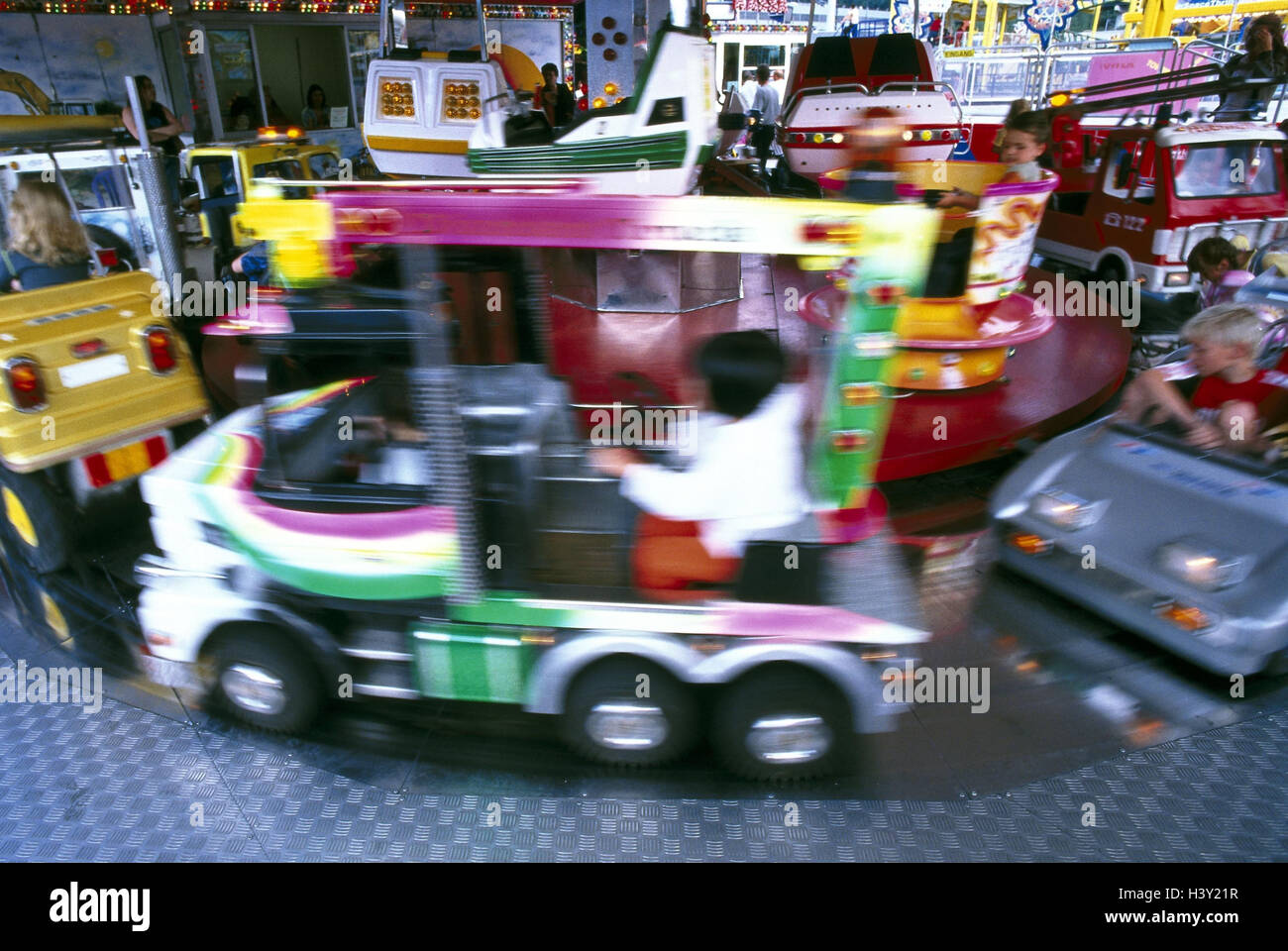 Public festival, roundabout, detail, blur, fair, fun fair, driving ...