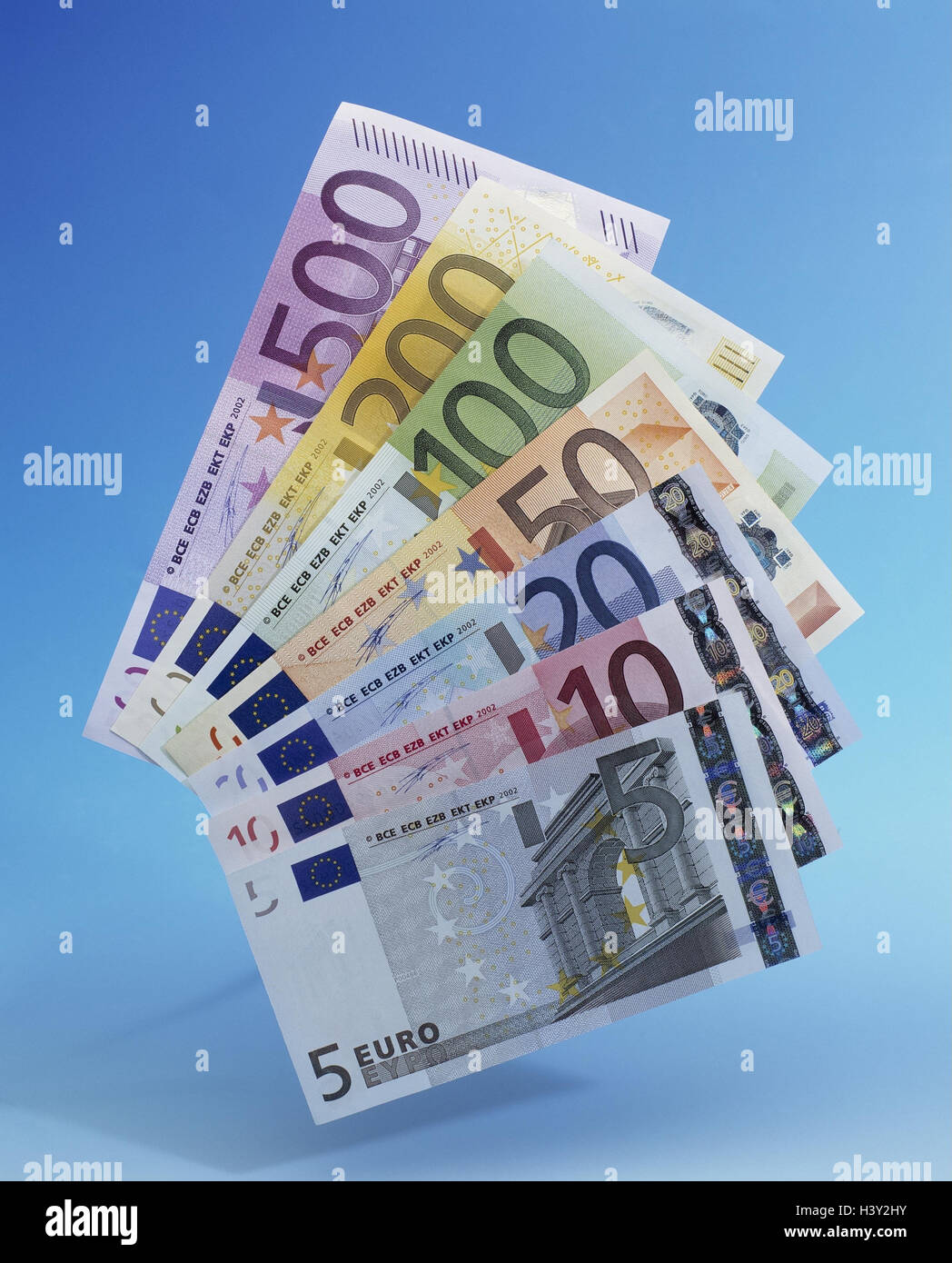 Bank notes, euro, fanned, Still life, product photography, banknotes ...