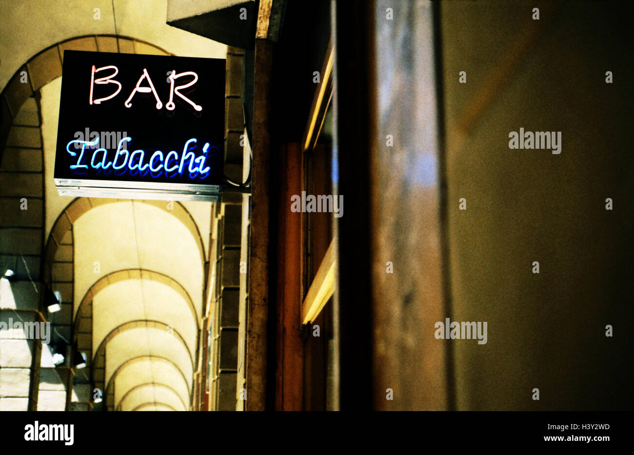 Italy, Bologna, bar, detail, outside, gastronomy, advertisement, "Bar ...