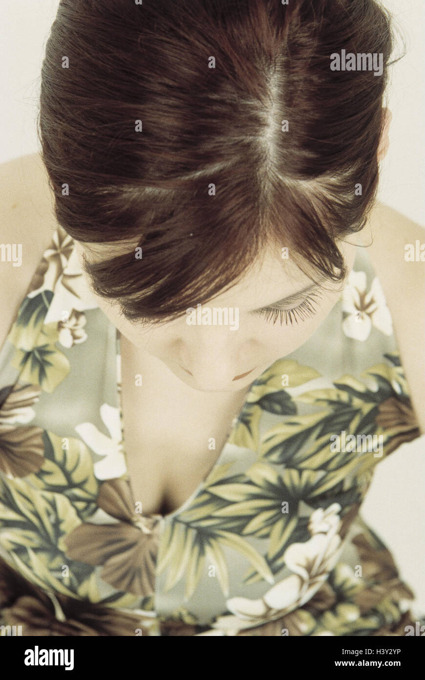 Woman, young, view, lowered, portrait, model released, summer ...