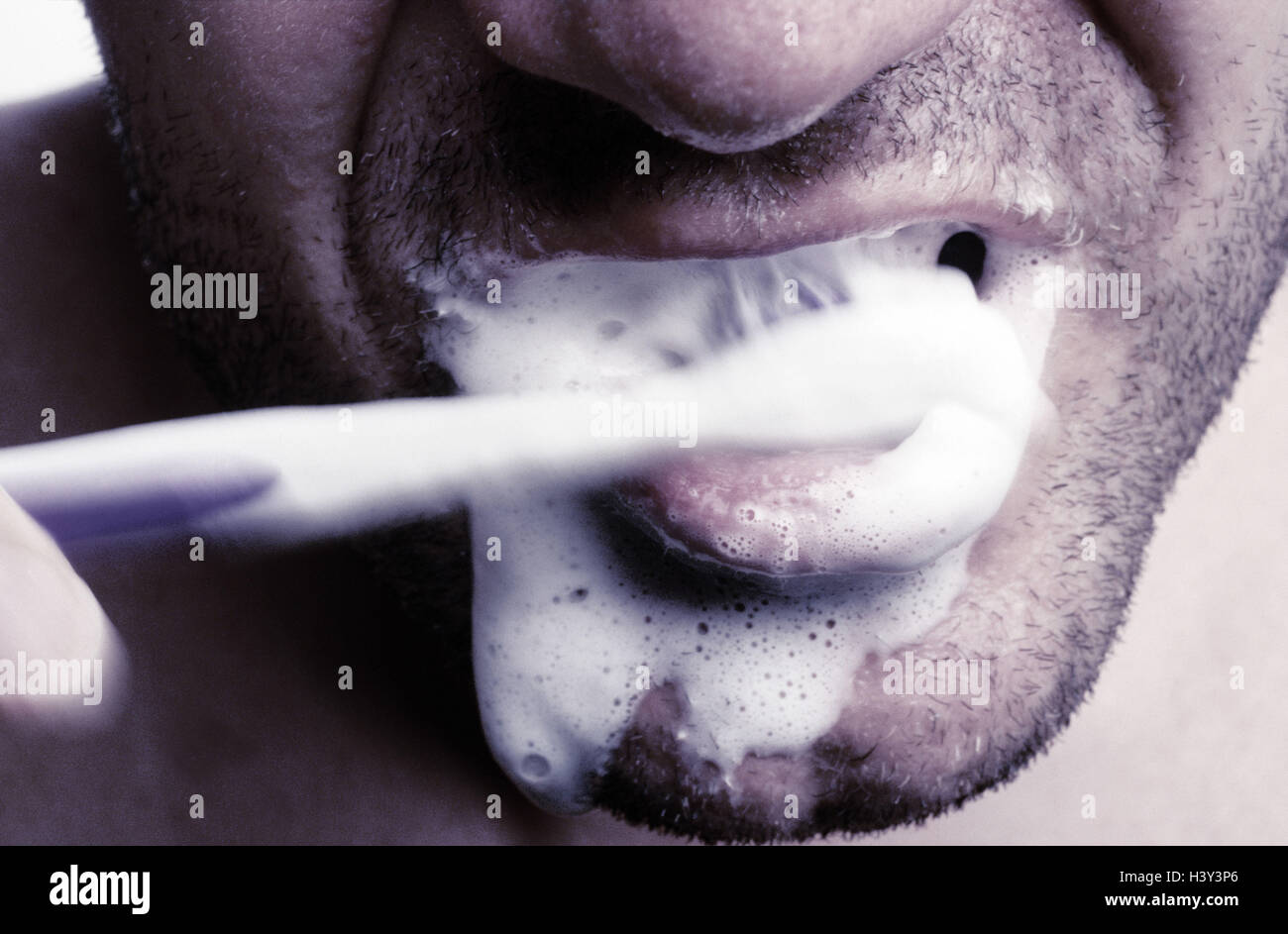 Man, cogs clean, close up, model released, personal care, oral hygiene ...