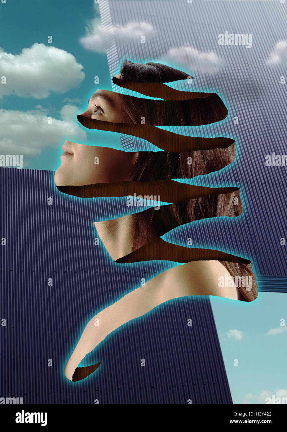 Surrealism, woman, page portrait, icon, peeling, woman, tread, cut ...