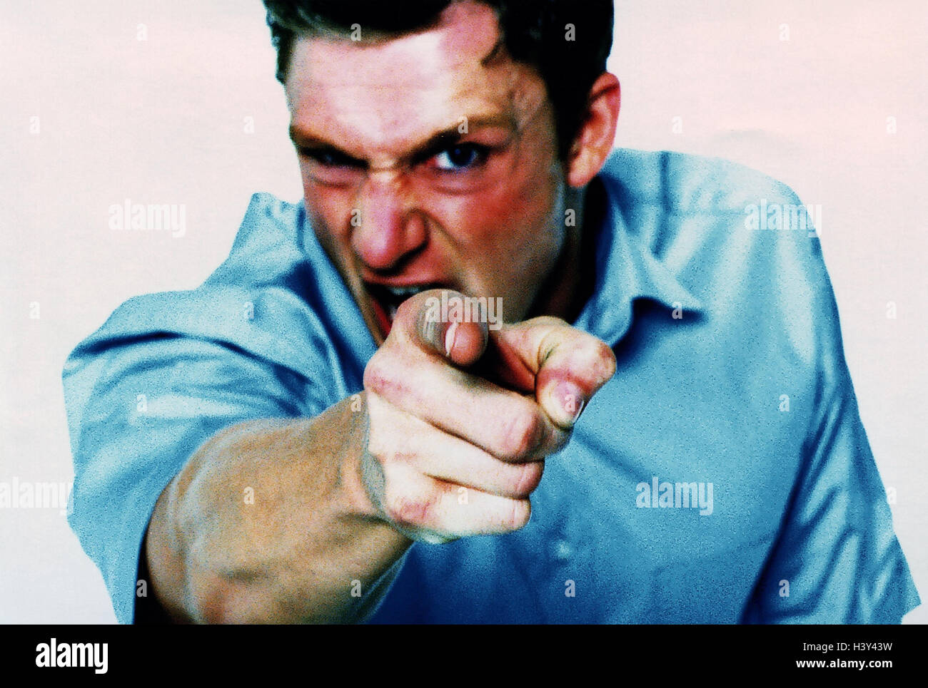 Man, facial play, fury, gesture, portrait, studio, cut out, rage ...