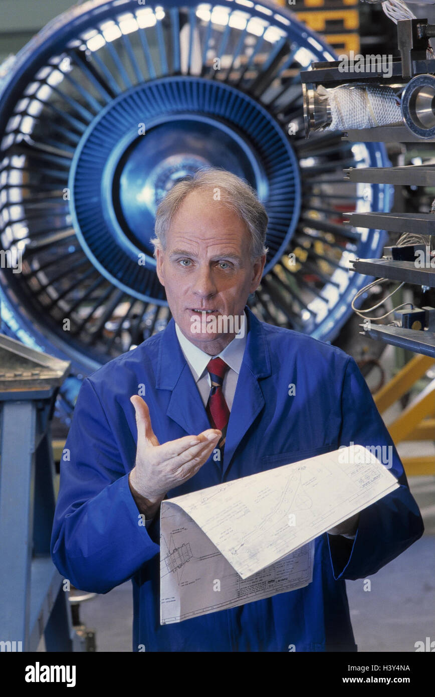 Aircraft industry, turbine, engineer, plan, gesture, declare industry ...