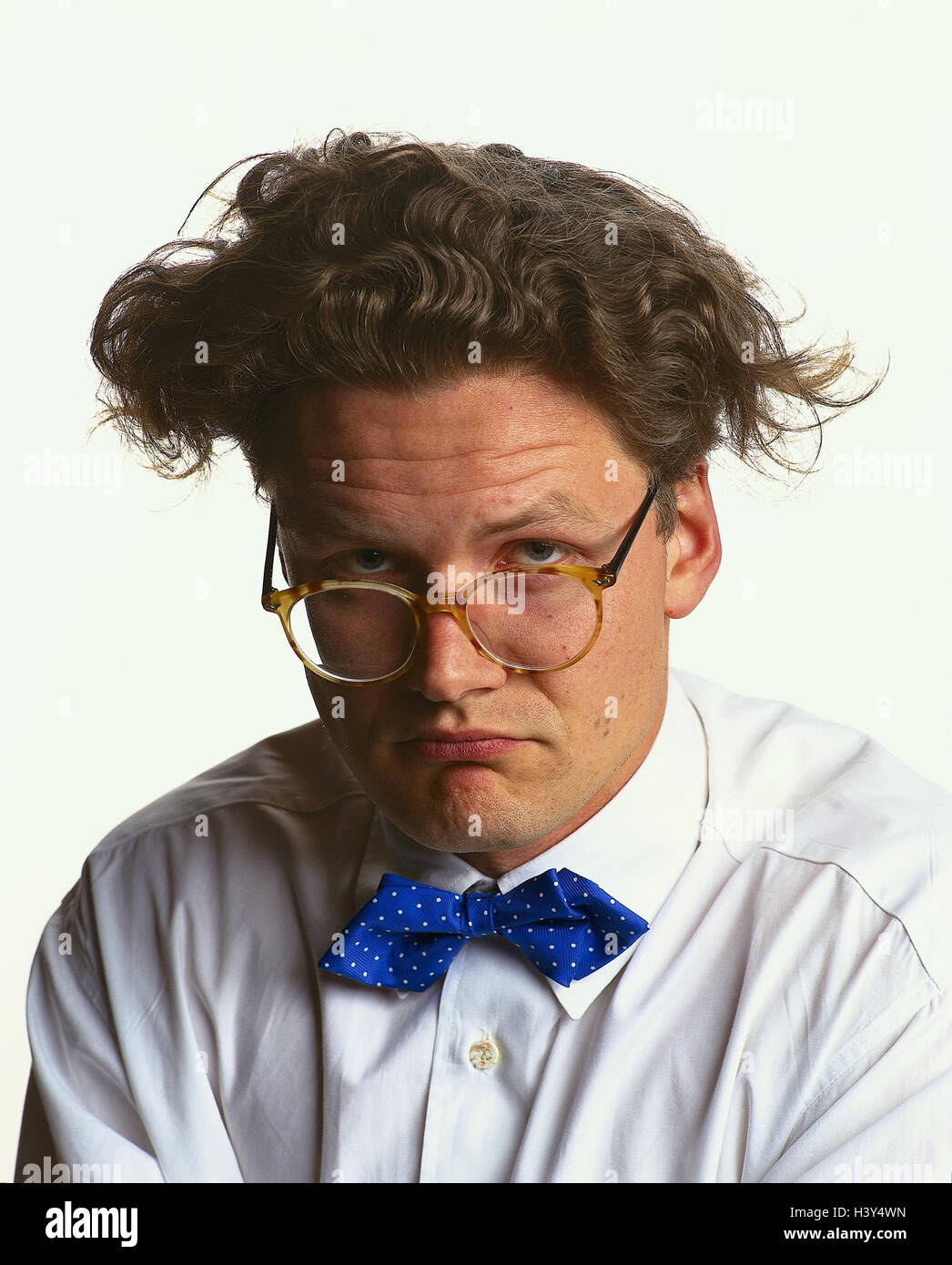 Man, glasses, hairstyle, in of a mess, facial play, sadly, portrait ...