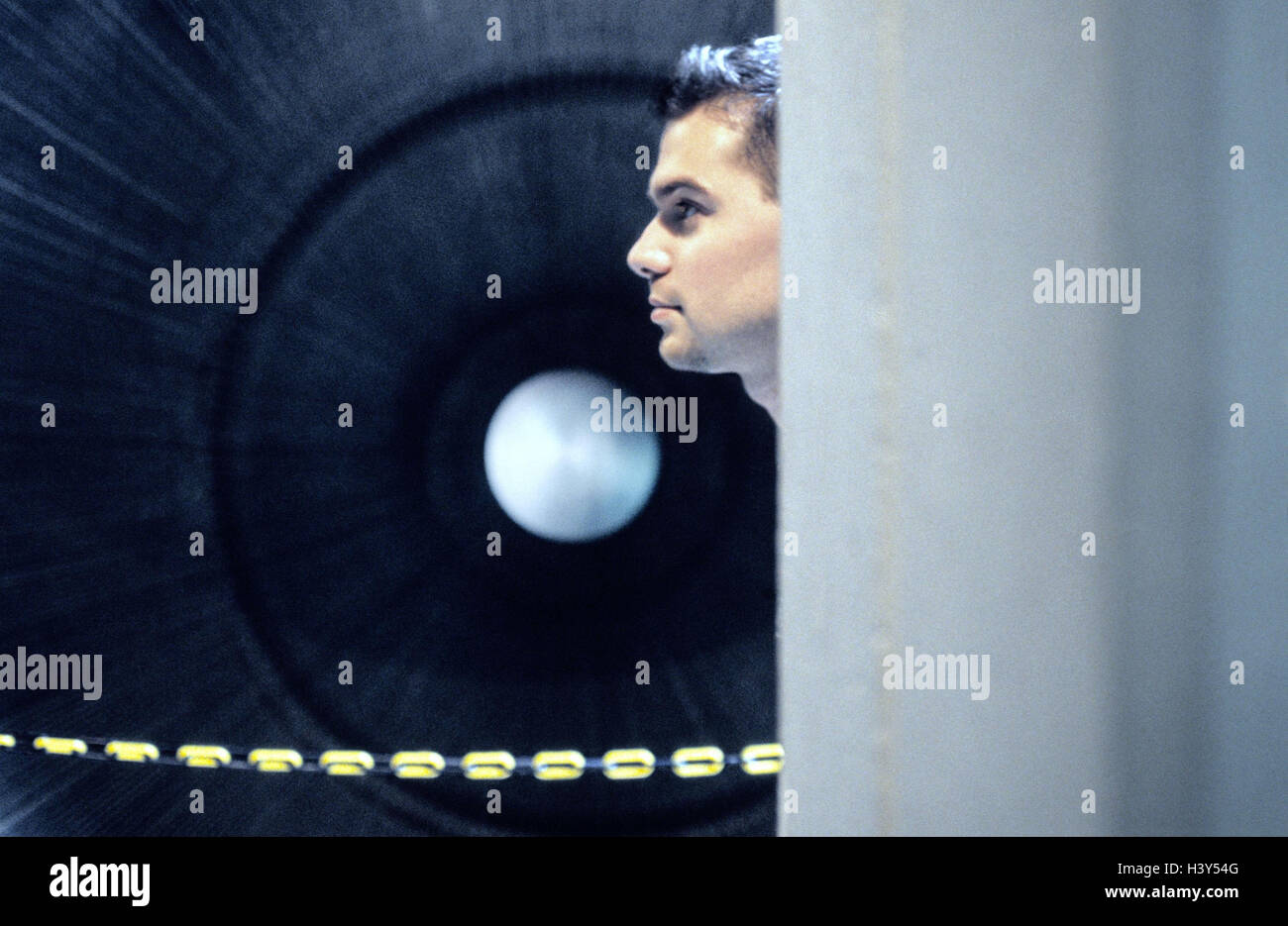 Pillar, man, tread, blocking, airplane turbine, detail, wall, young ...