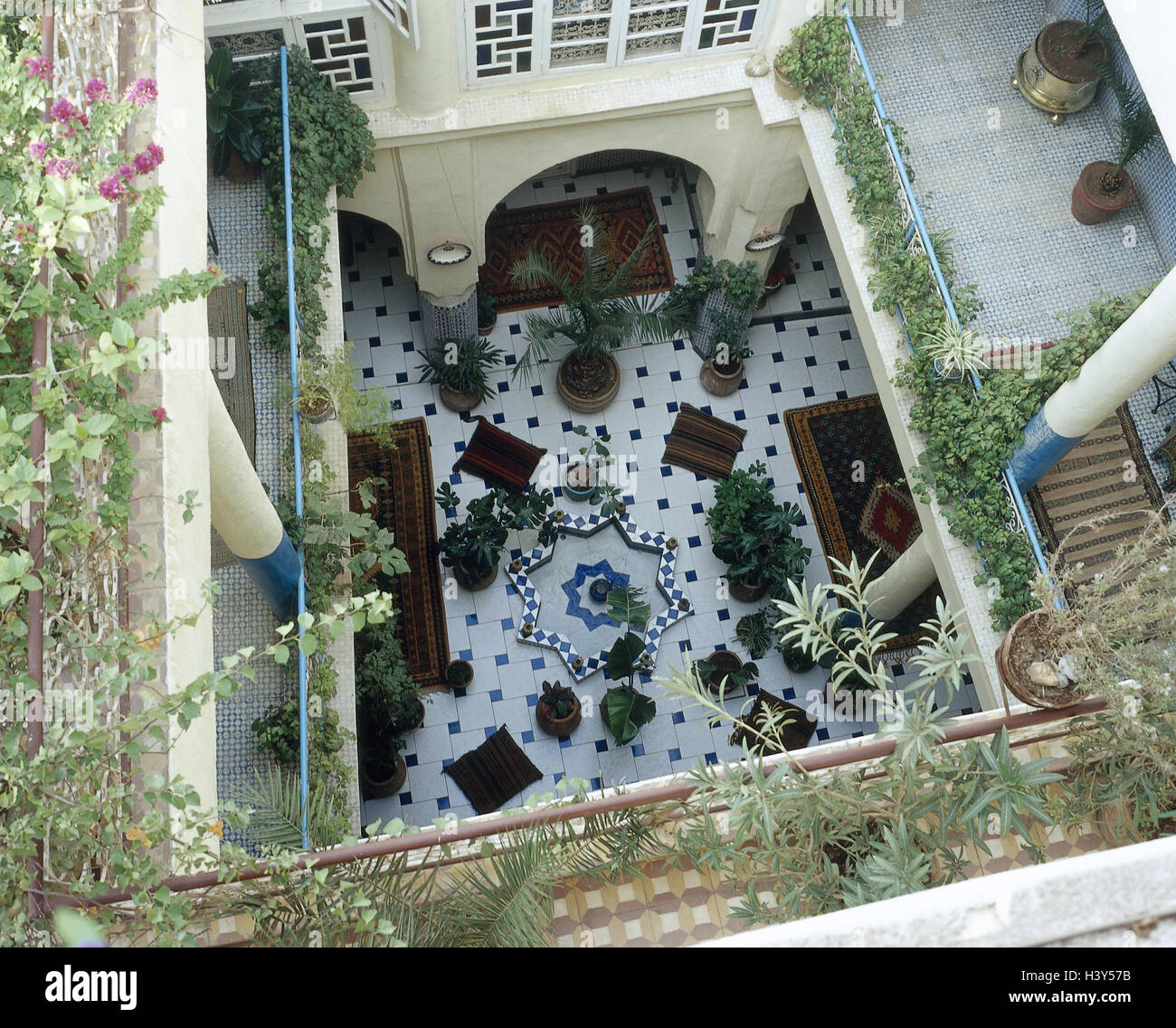 Morocco, Marrakech, residential house, inner courtyard "Riad", from ...