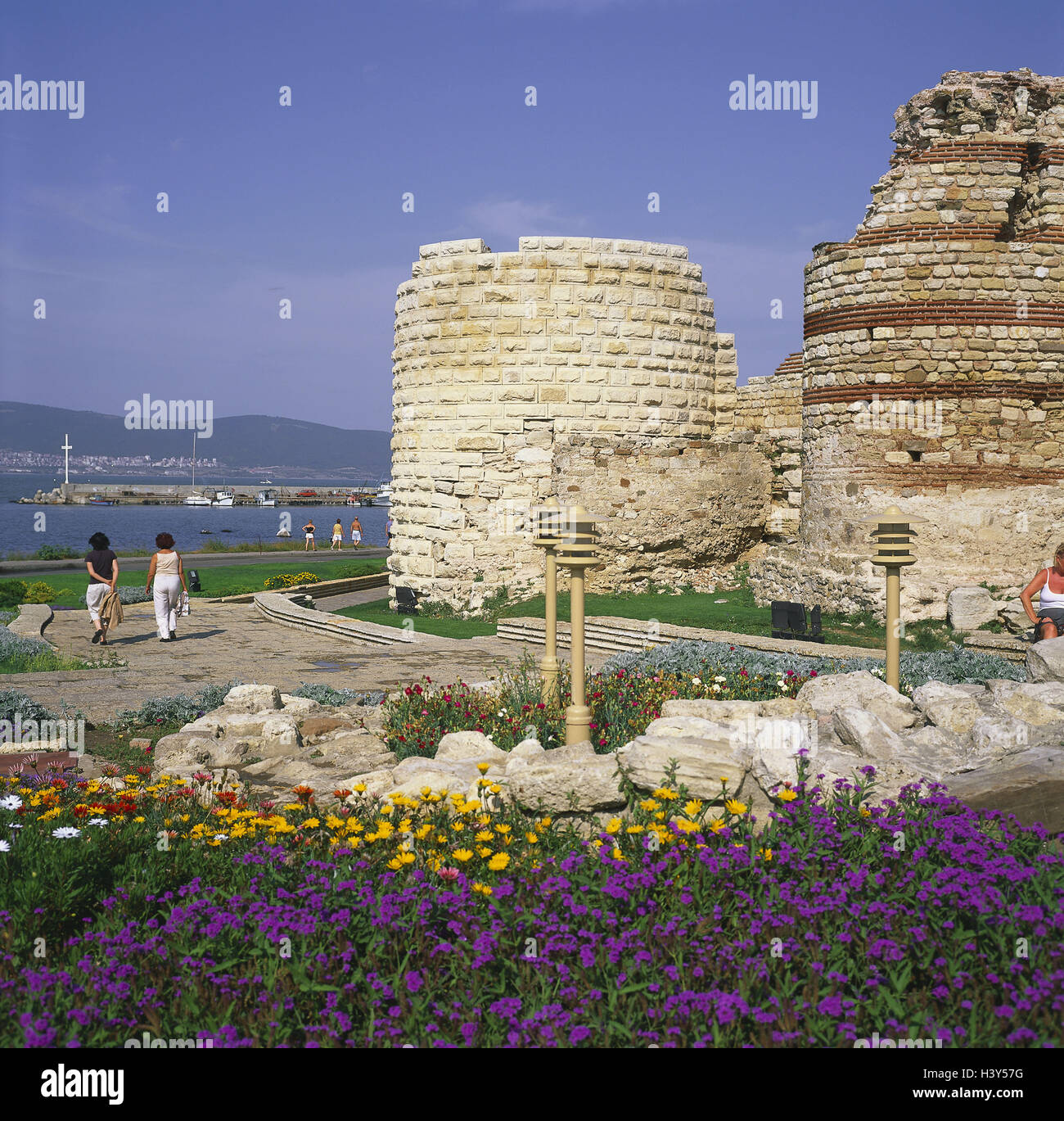 Bulgaria, Nesebar, Old Town, temple ruins, tourists, Southeast, Europe ...