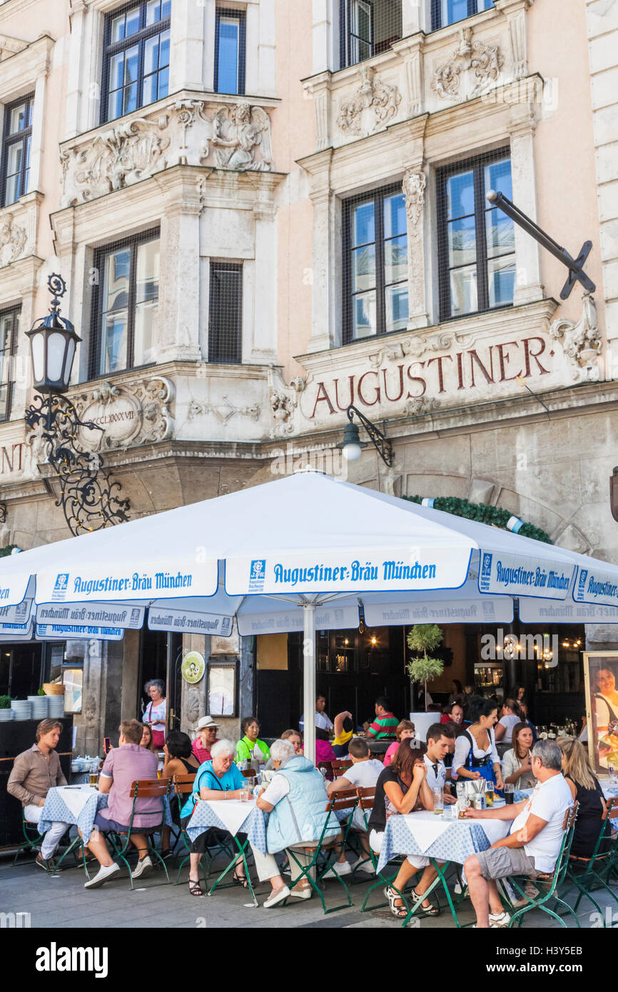 Germany, Bavaria, Munich, Neuhauser strasse Shopping Street, Augustiner ...