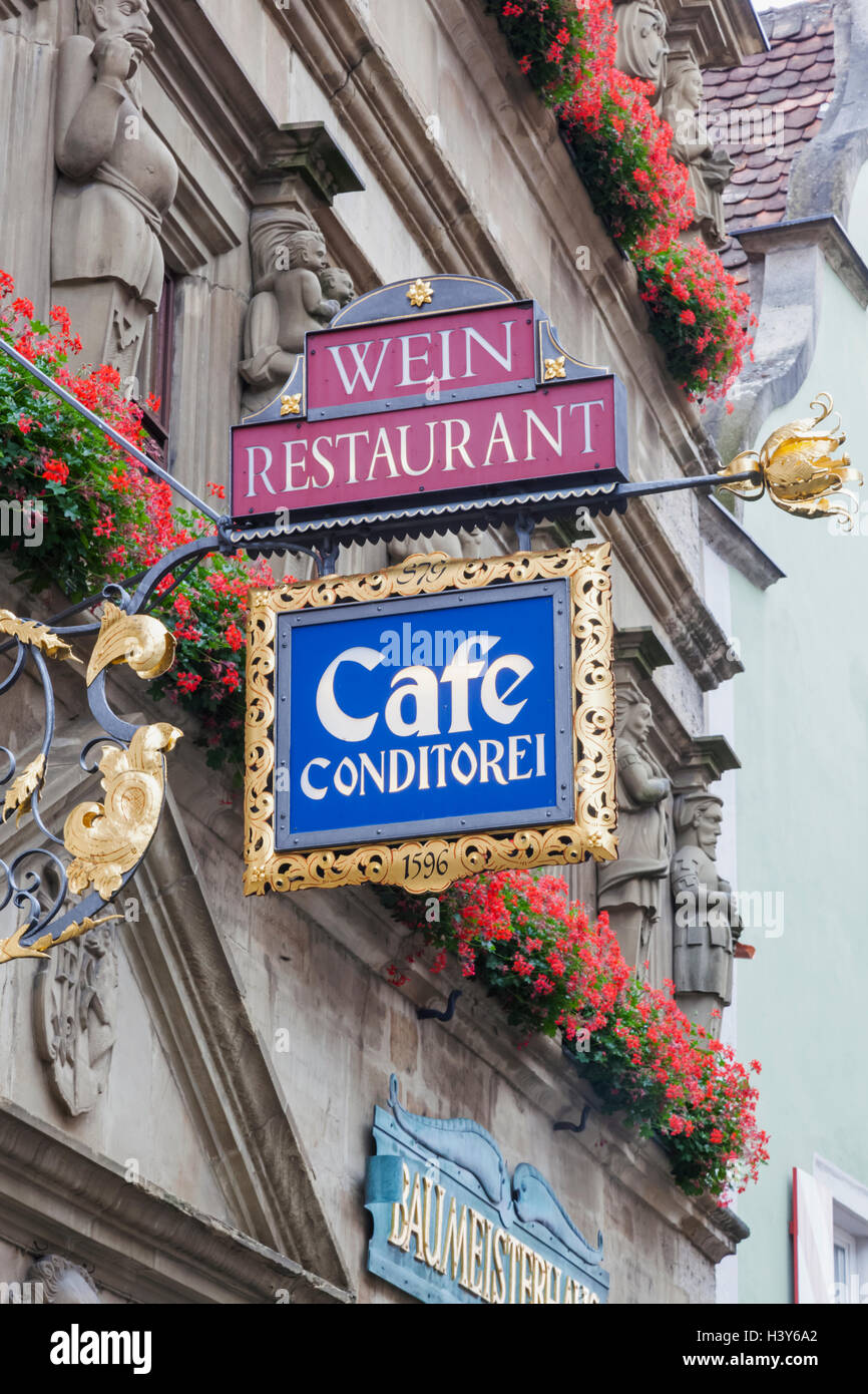 Germany, Bavaria, Romantic Road, Rothenburg-ob-der-Tauber, Restaurant ...