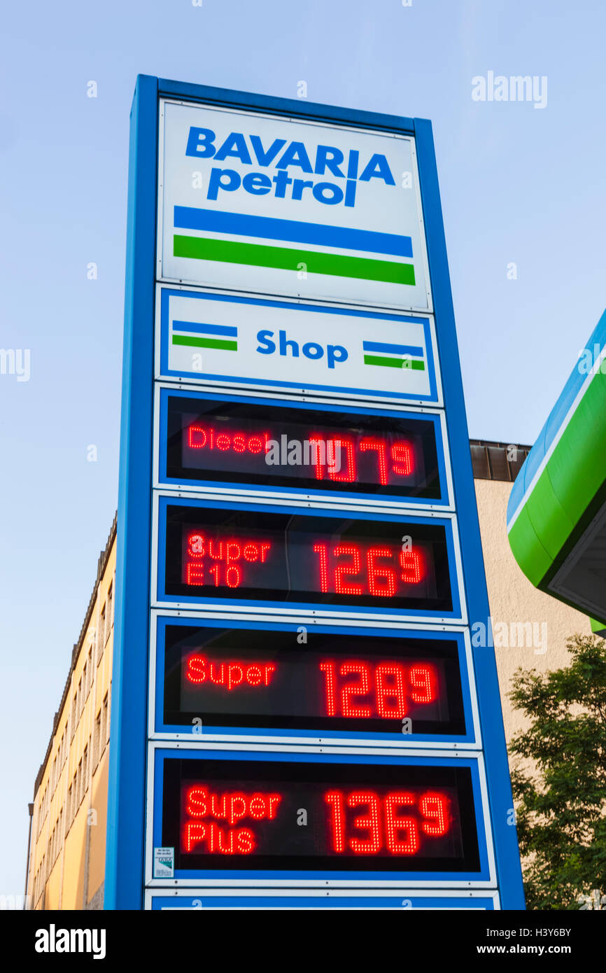 Germany, Bavaria, Petrol Station Price Sign Stock Photo - Alamy