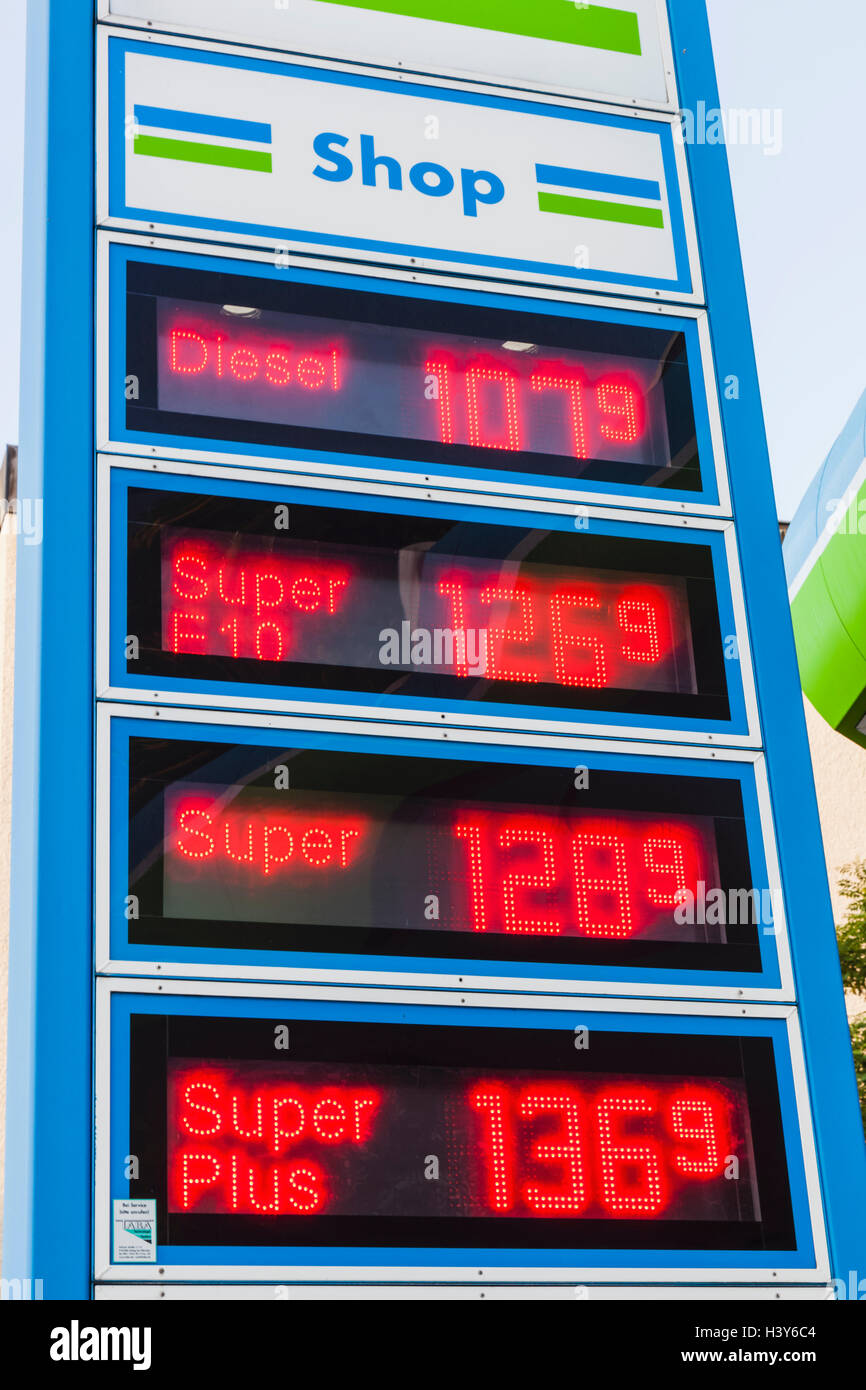 Germany, Bavaria, Petrol Station Price Sign Stock Photo - Alamy