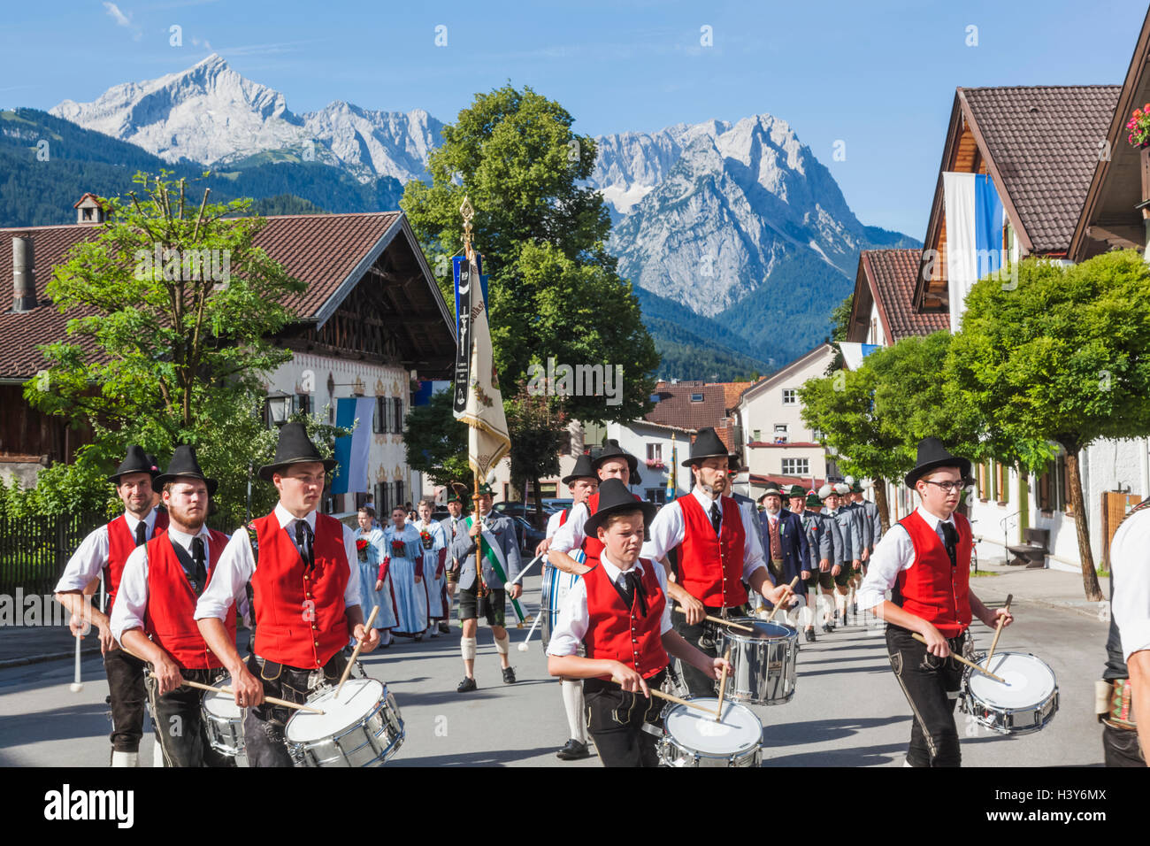 Germany, Bavaria, Garmisch-Partenkirchen, Bavarian Festival, Marching ...