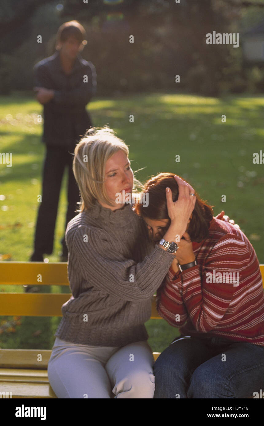 Park, woman, friend, comfort, background, man, observe friendship ...