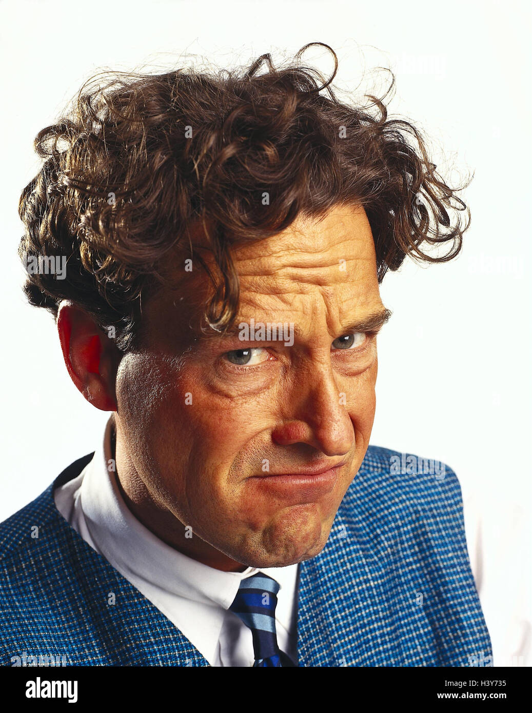 Man, facial play, wrinkles forehead, portrait, mb 146 A3 Stock Photo ...