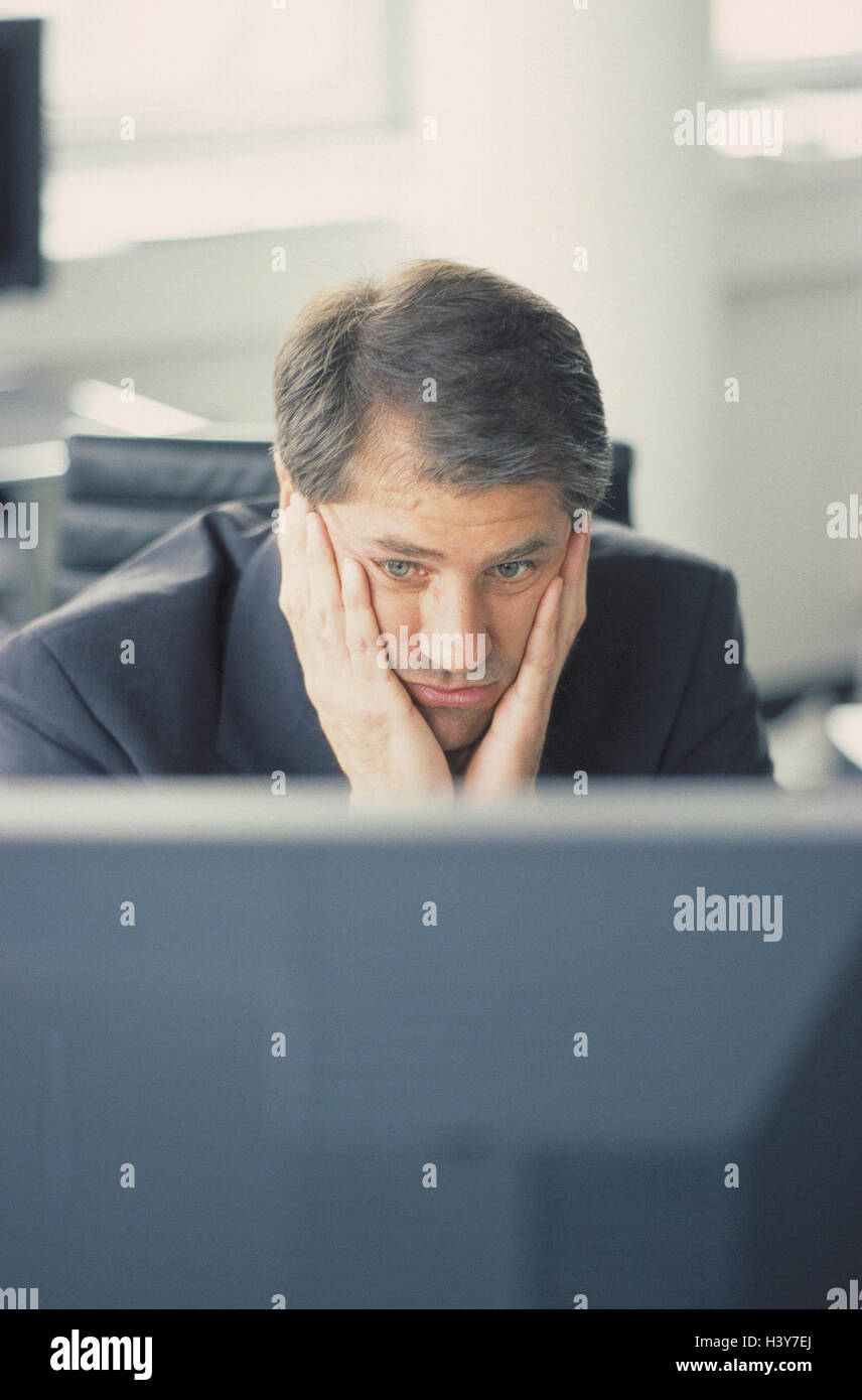 Office, businessman, computer, suppressed, despairs, discourages ...