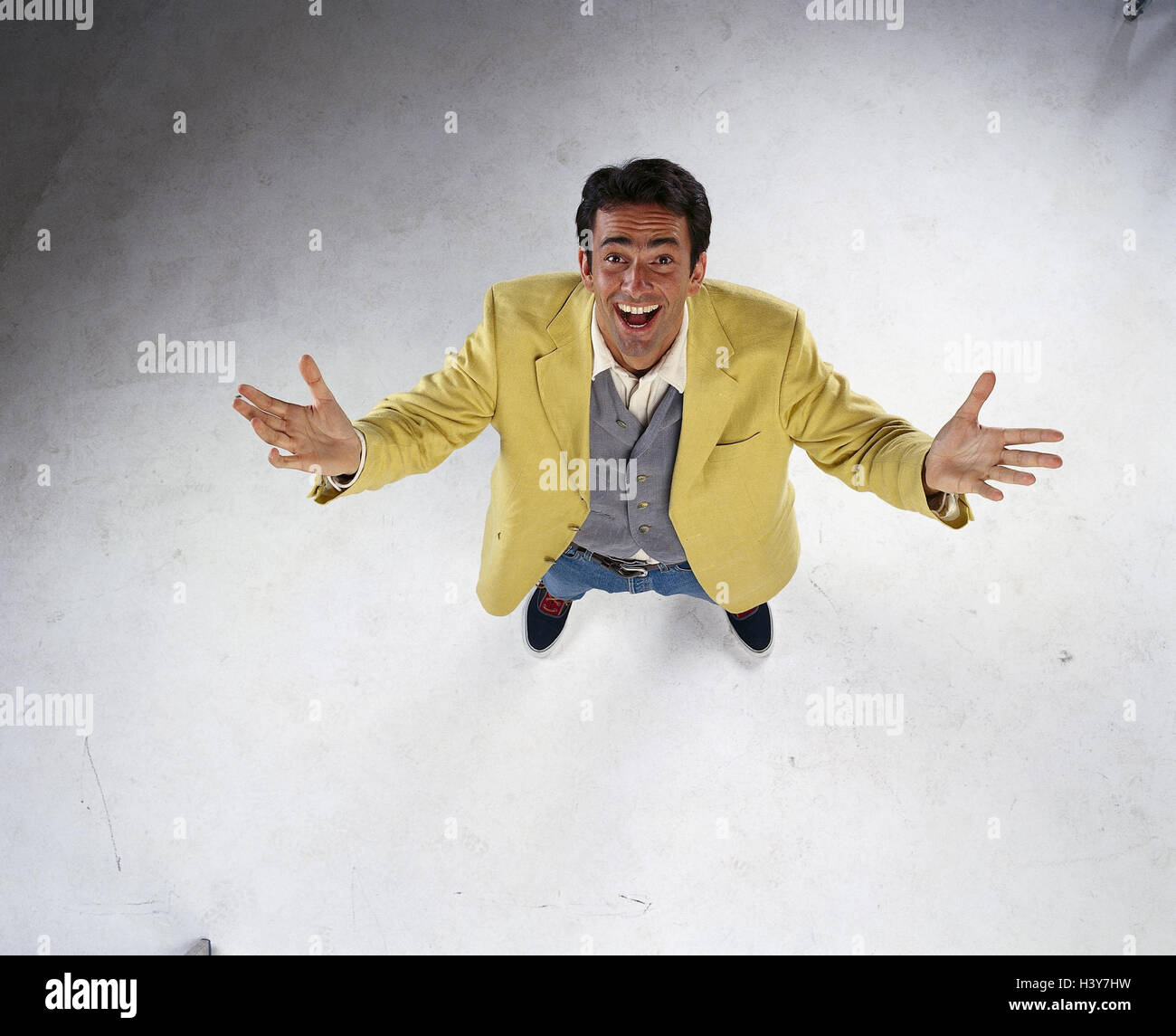 Man, joy, gesture, from above stand, sports jacket, yellow, pleases ...