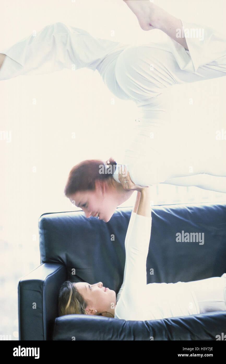 Sofa, women, St. art, balance, training, detail, acrobatics, gymnasts ...