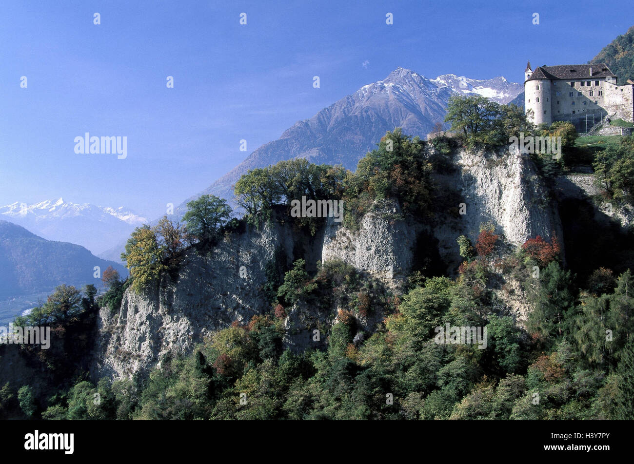 Italy, South Tyrol, village Tyrol, castle Tyrol, view, Europe, borer ...
