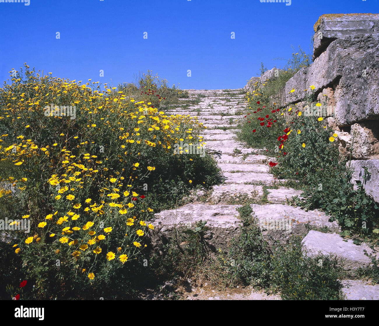 Greece, Corinth, stone stairs, outside, stairs, stone steps, steps ...