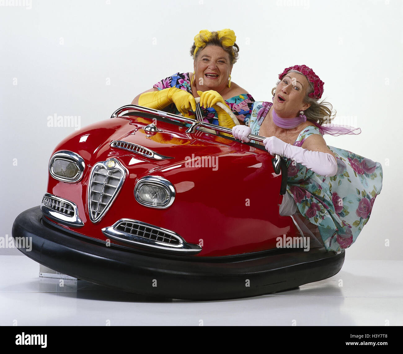 two older women, dodgem cars, studio mb 261 A4 Stock Photo - Alamy