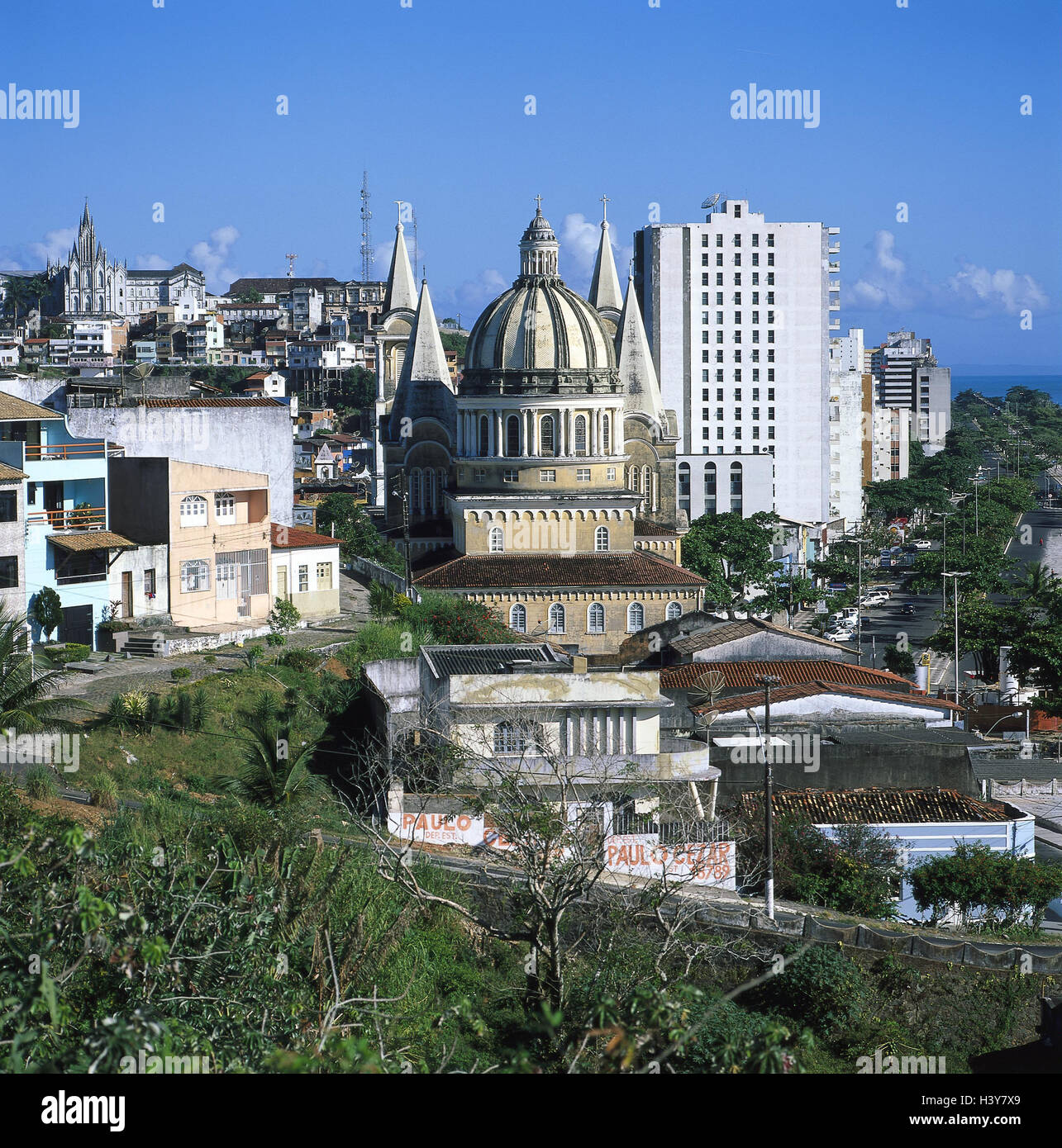 Brazil, Bahia, Ilheus, town view, cathedral, South America, port, town ...