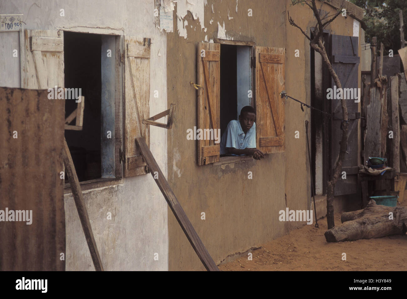 Senegal, Dakar, slums, house, window, boy, town, city, capital, part ...