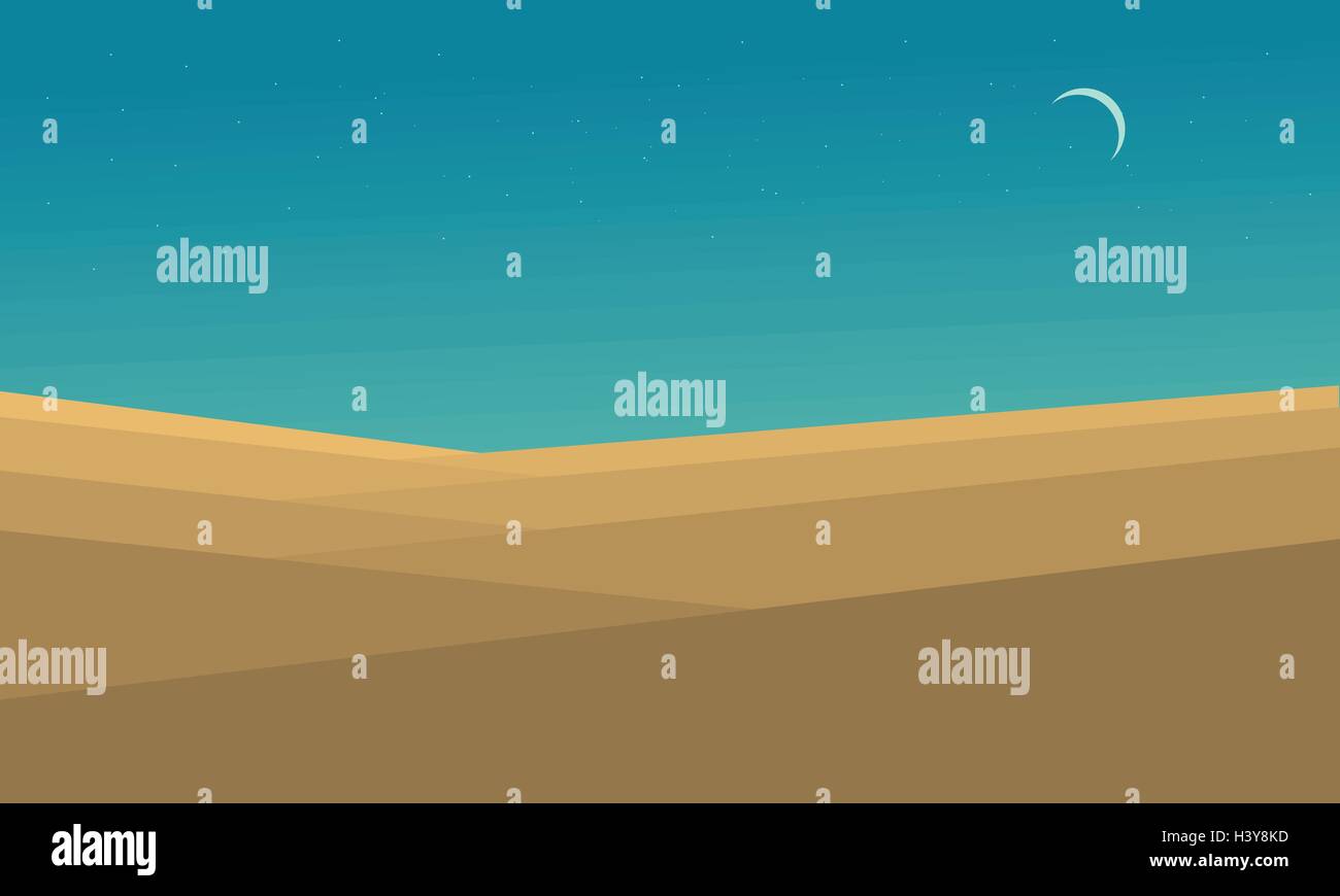 Desert landscape at night vector flat Stock Vector Image & Art - Alamy