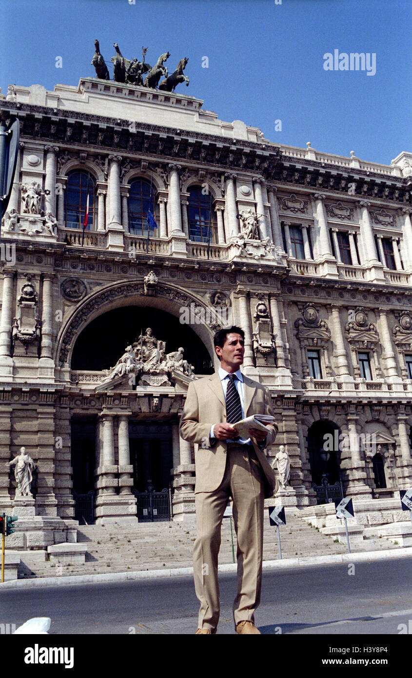 Italy, Rome, law courts, detail, man, suit, city map, sightseeing ...