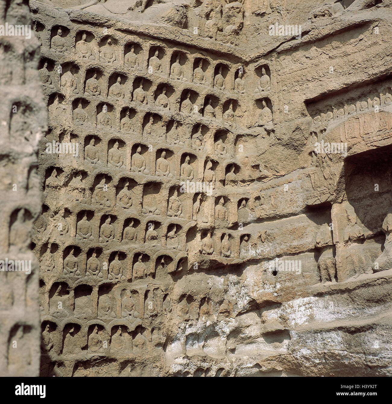 China, Shaanxi, Datong, Longmen-grottos, grotto 10,000 Buddhas, detail ...