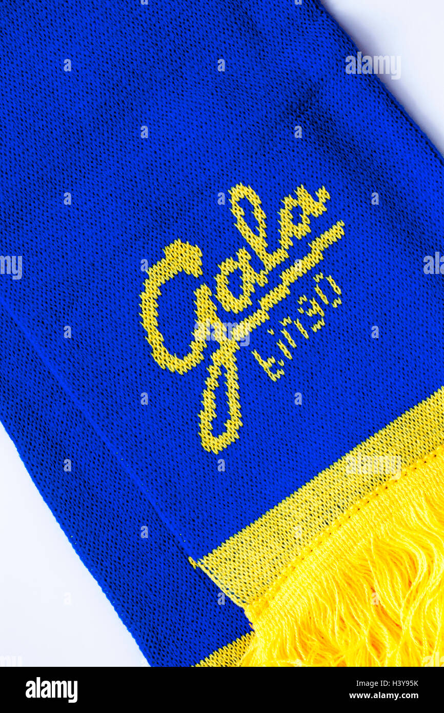 Bingo prize - Gala Bingo blue and yellow scarf detail on white ...