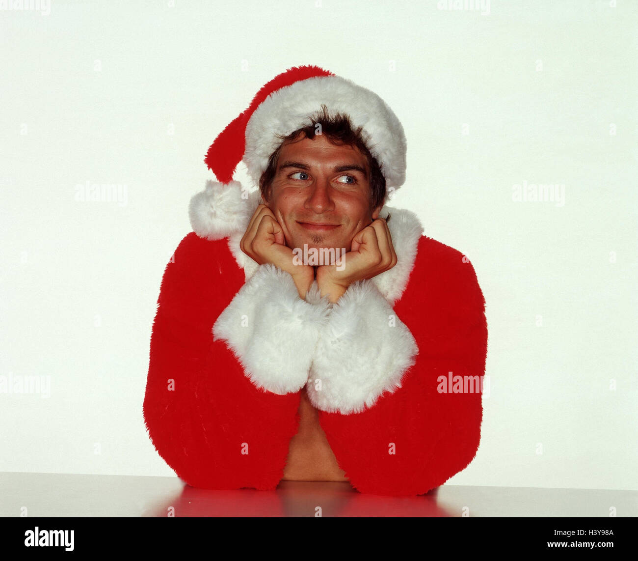 Santa Claus, gesture, half portrait, studio, cut out, hands, head, rest ...