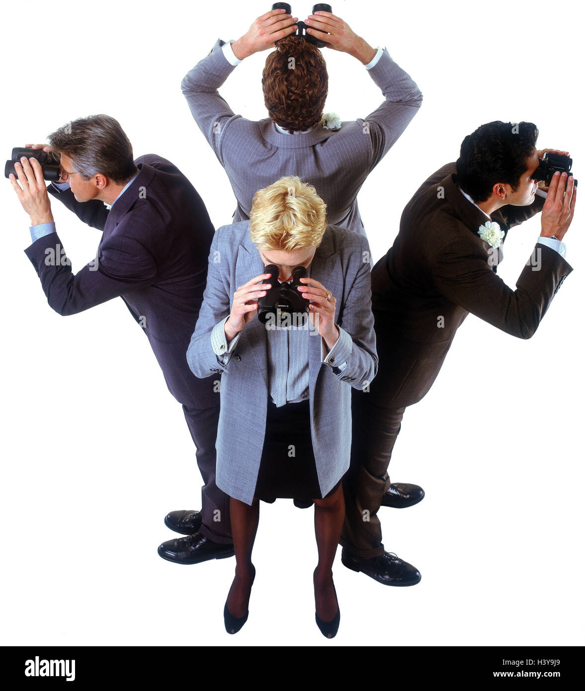 Business people, binoculars, observation, directions, professions ...