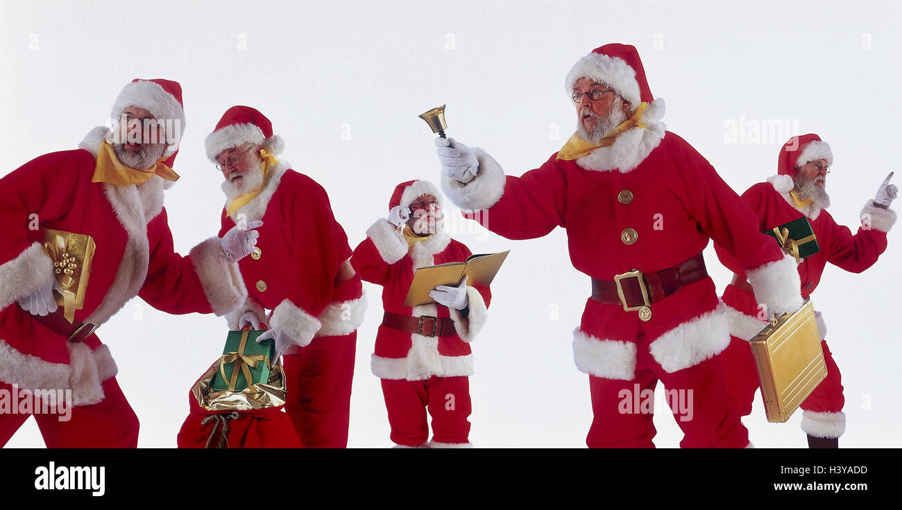 Santas, presents, bell, book, hectic rush, haste, chaos, messy studio ...